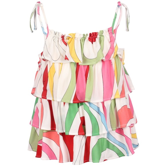 Emilio Pucci | Shirts & Tops | Emilio Pucci Geometric Print Tiered ...